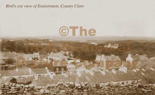 Overview of Ennistymon, Co Clare, Ireland. old Irish photograph. CL ...