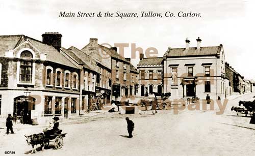 Main Street and the square, Tullow, Co Carlow, Ireland. old photograph ...