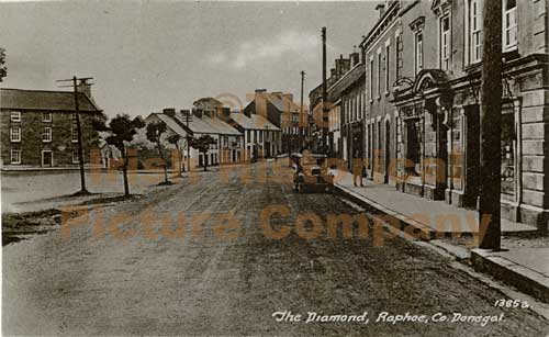 The Diamond, Raphoe, Co Donegal, Ireland. old Irish photograph. DG ...