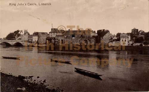 King John's Castle, Limerick, Co Limerick, Ireland. old photograph by J ...