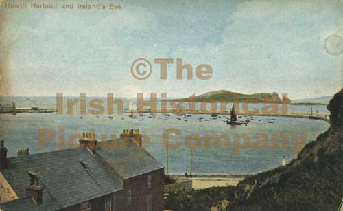 Howth Harbour and Ireland's Eye, Co Dublin, Ireland. old Irish ...