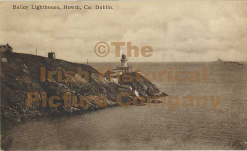 Bailey Lighthouse, Howth Head, Co Dublin, Ireland. old Irish photograph ...