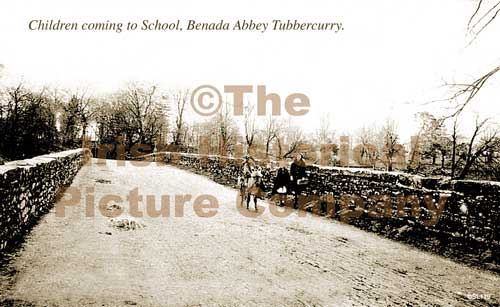 Children going to school, Banada Abbey, Co Sligo, Ireland. old ...