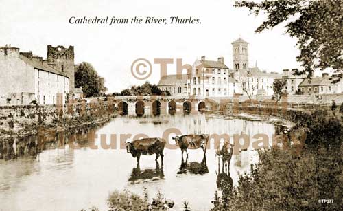 Cathedral from the river, Thurles, Co Tipperary, Ireland. old Irish ...