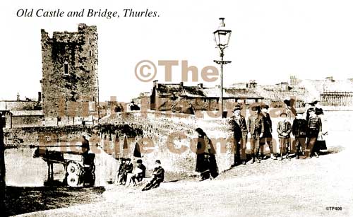 Old Castle and Bridge, Thurles, Co Tipperary, Ireland. old photograph ...