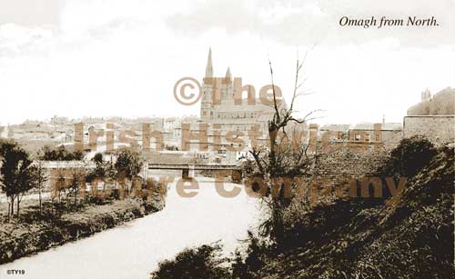 Omagh from the north, Co Tyrone, Northern Ireland. old photograph. TY ...