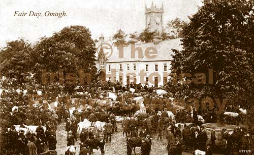 Fair Day, Omagh, Co Tyrone, Northern Ireland. old photograph. TY-00178 ...
