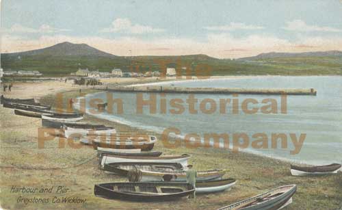Harbour and Pier, Greystones, Co Wicklow, Ireland. old photograph. WK ...
