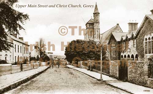 Upper Main Street, and Christ's Church, Gorey, Co Wexford, Ireland. old ...